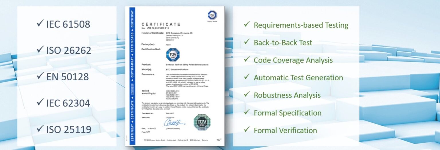 German TÜV Süd certifies BTC EmbeddedPlatform 24.1p0/ 24.2p0/ 24.3p0 ...